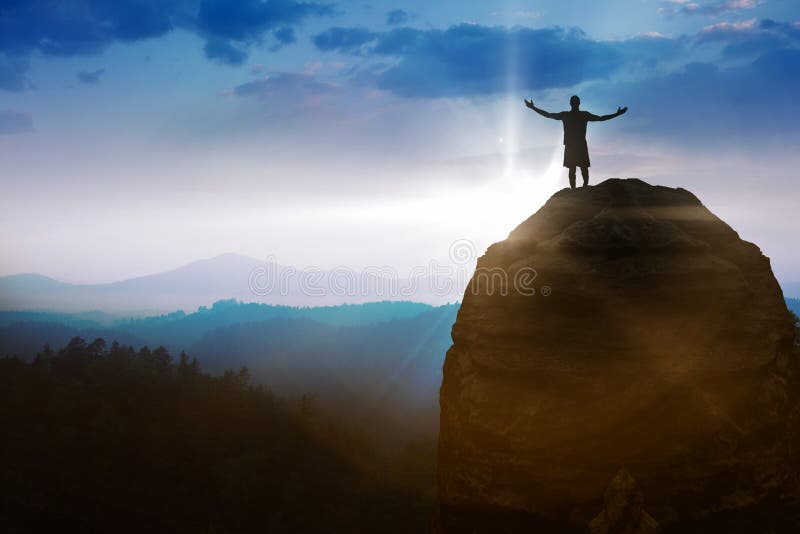 Composite Image of Shadow of Men Standing and Raising Arms Stock Photo ...