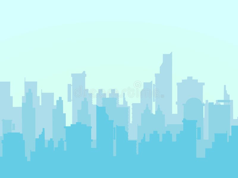 Shadow of the Modern City Skyline Vector Illustration.Daytime Cityscape ...