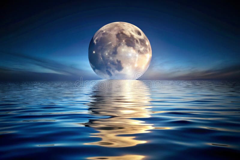 The Shadow of the Moon on the Water Stock Illustration - Illustration ...