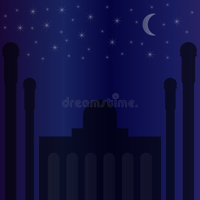 The Shadow of Mosque at Night Stock Illustration - Illustration of ...
