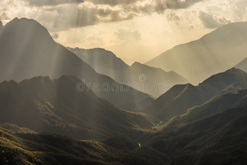 Shadow of mountain layer stock photo. Image of fansipan - 60706034