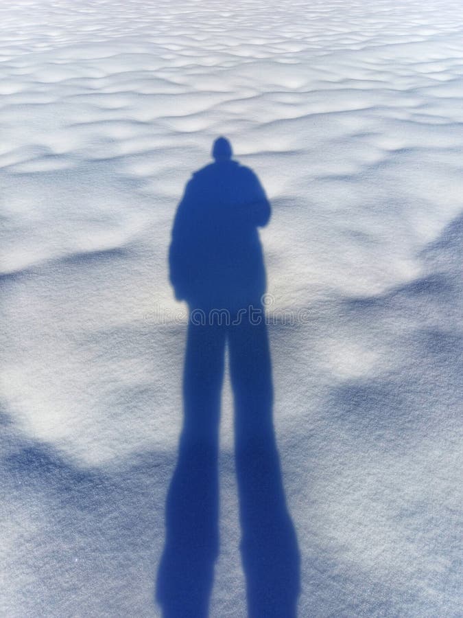The Shadow of Man in the Snowy Expanse. Stock Image - Image of winter ...