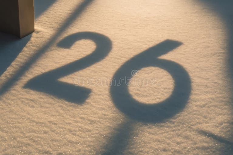 Shadow of Number Twenty Six Projected on Fresh Snow during Sunset Stock ...