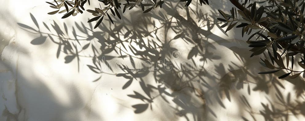 Shadow of Olive Branches on a White Wall Stock Photo - Image of ...