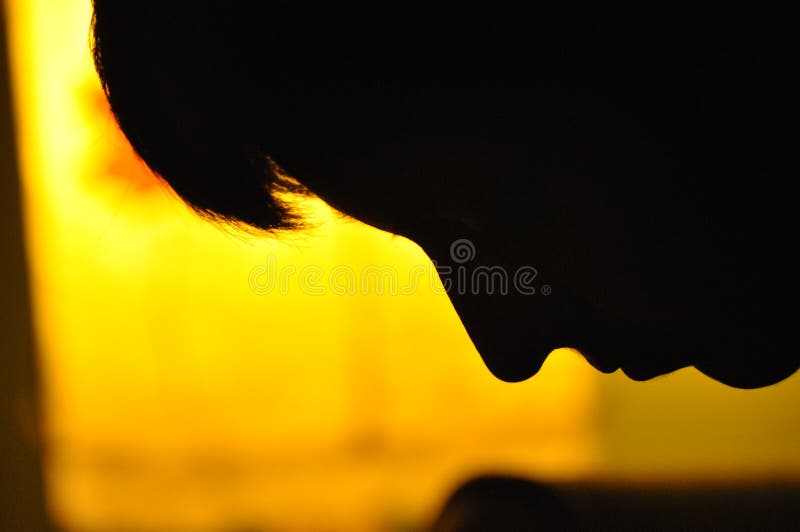 Shadow, Outlines Woman S Face Against a Night Light. Focus and ...