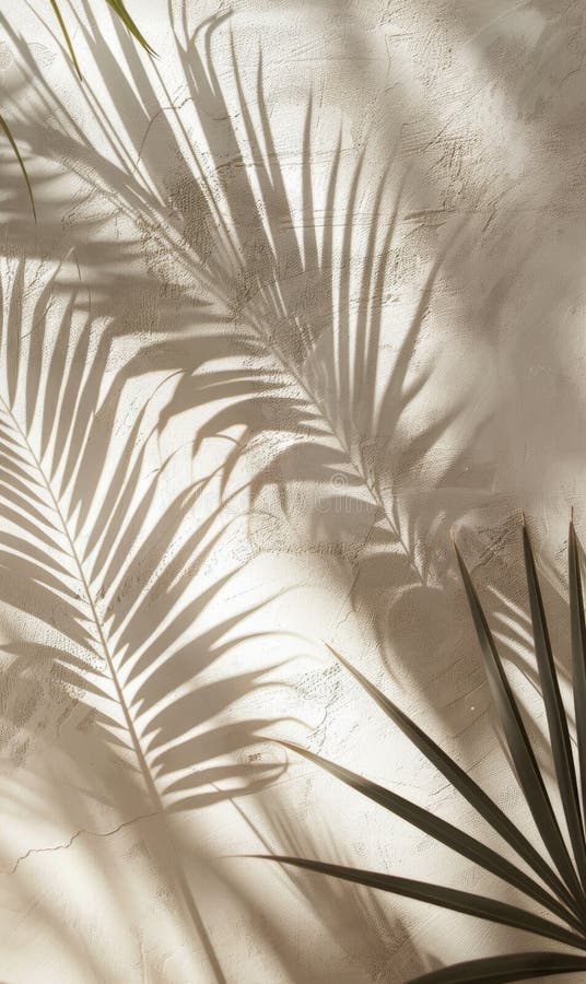 Palm Leaf Shadow on Wall stock image. Image of interior - 315417885