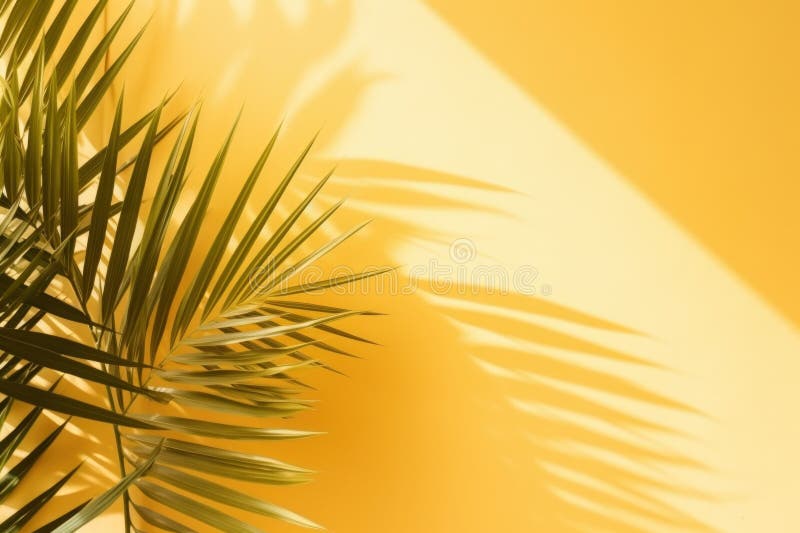 Shadow from Palm Leaves on the Pastel Color Wall Stock Illustration ...