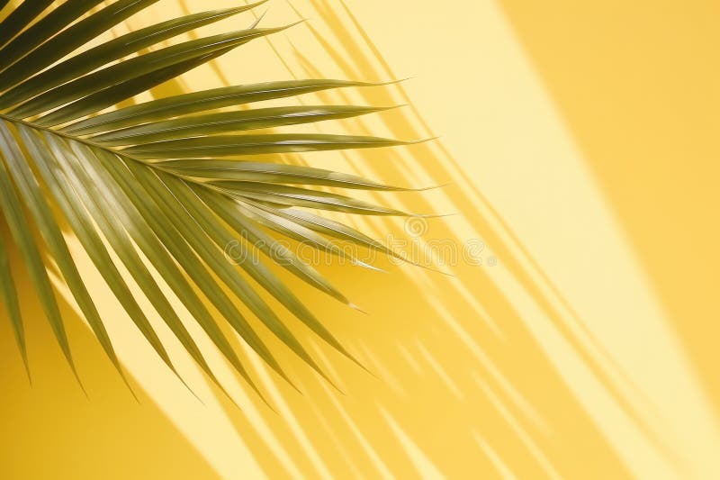 Shadow from Palm Leaves on the Pastel Color Wall Stock Illustration ...