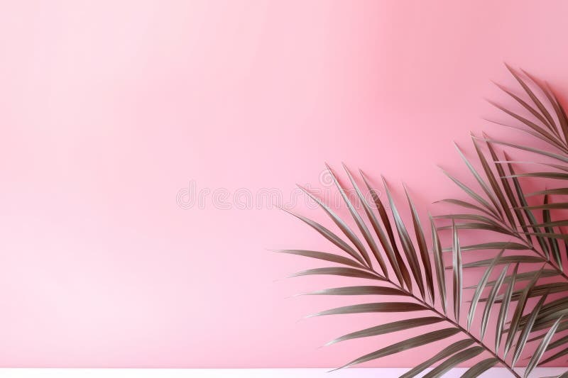 Shadow from Palm Leaves on the Pastel Color Wall Stock Illustration ...