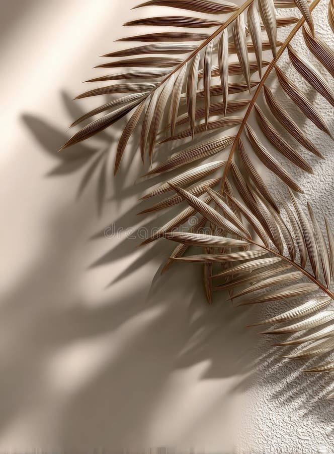 A Shadow of a Palm Tree is Cast upon the Wall, Creating an Image Stock ...