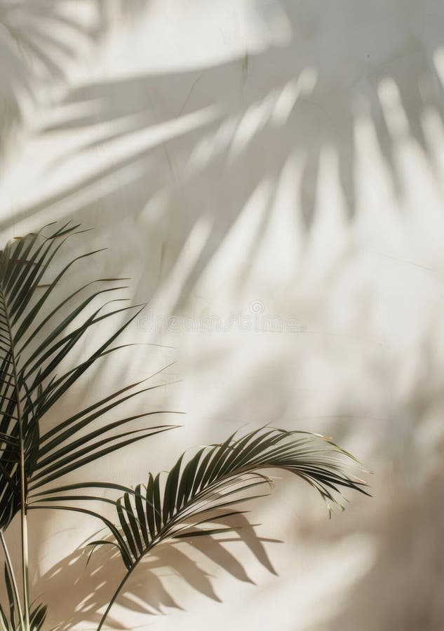Shadow of a Palm Tree on a White Wall Stock Image - Image of building ...