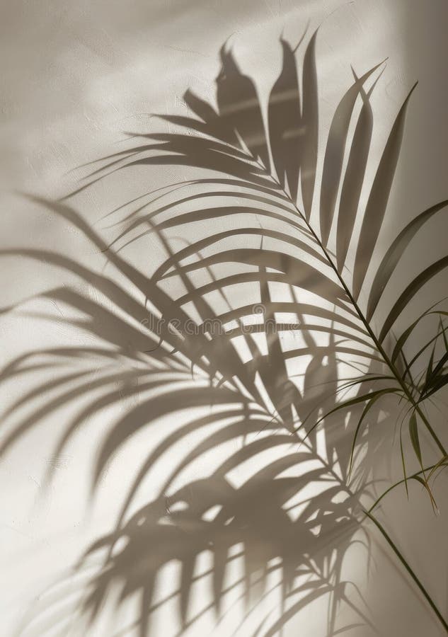 Shadow of a Palm Tree on a White Wall Stock Image - Image of building ...