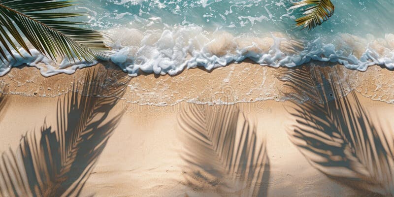 A Shadow of a Palm Tree on a Sunny Day at the Beach Stock Image - Image ...