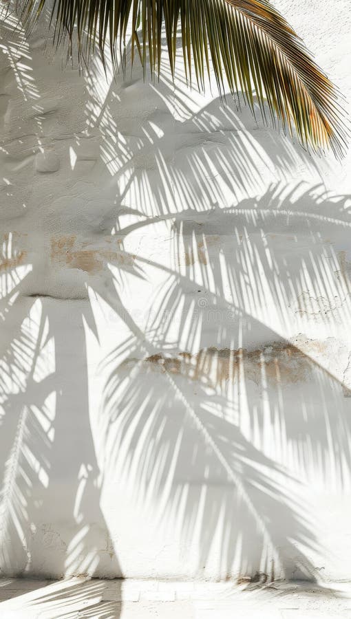 Shadow of a Palm Tree on a White Wall Stock Image - Image of building ...