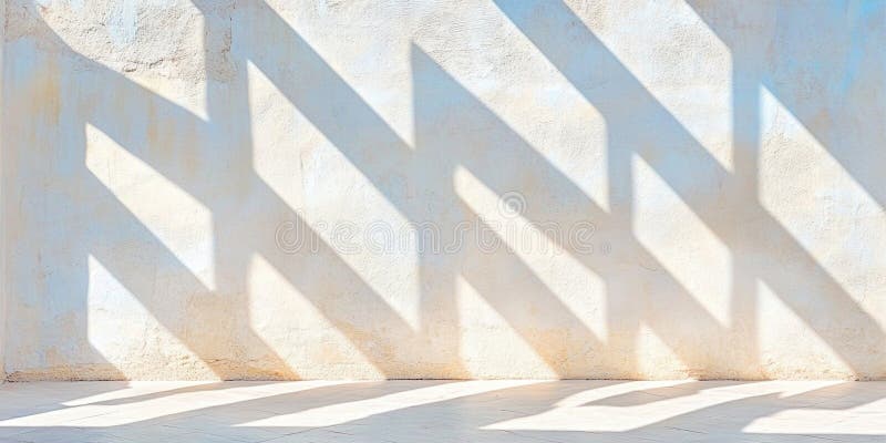 Shadow Pattern on Wall with Geometric Lines and Tiled Floor Stock Photo ...