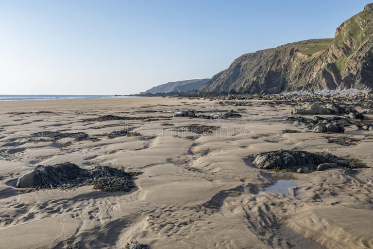 Shadow Patterns from Evening Light on Cornwall Beach Stock Image ...