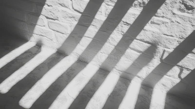 Shadow Patterns on Old Brick Wall with White Stucco for Architectural ...