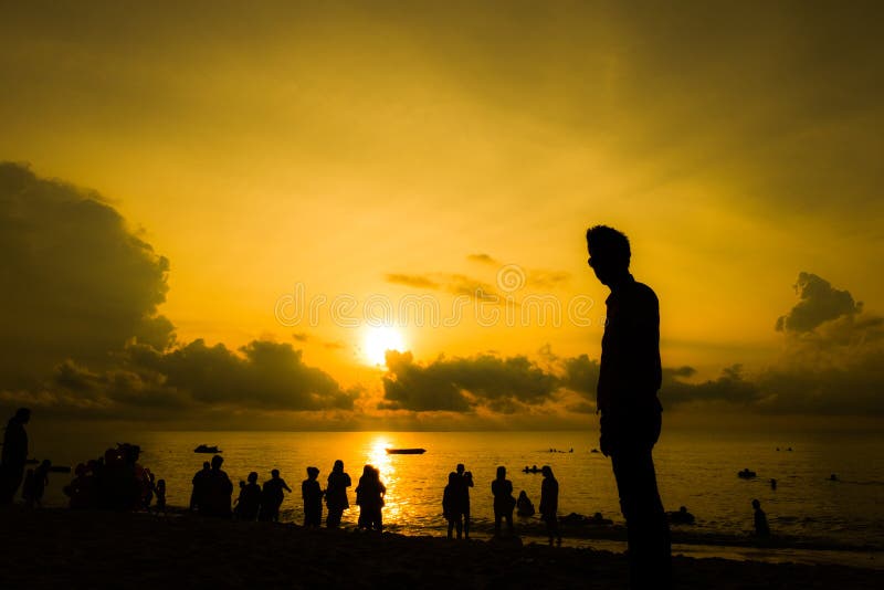 The Shadow of the People on the Beach Stock Image - Image of holiday ...