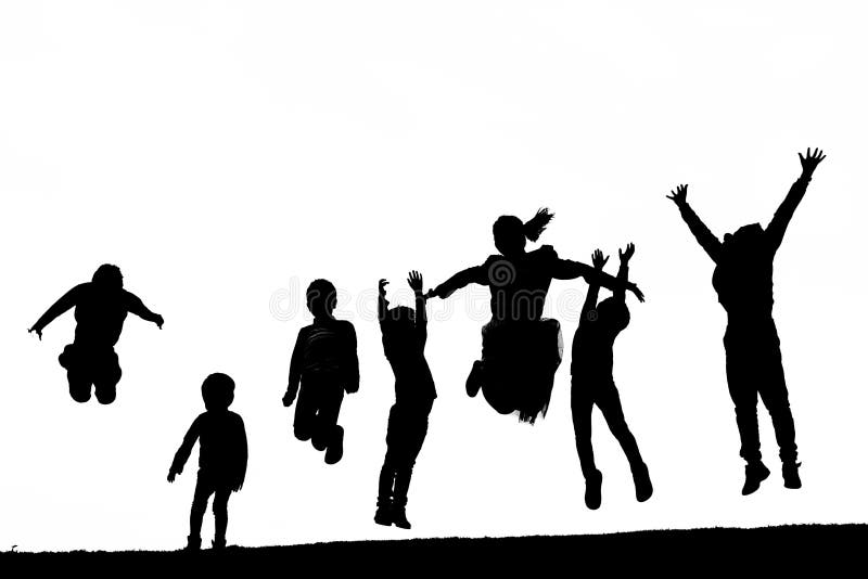 Shadow People Playing and Jumping Stock Photo - Image of performance ...