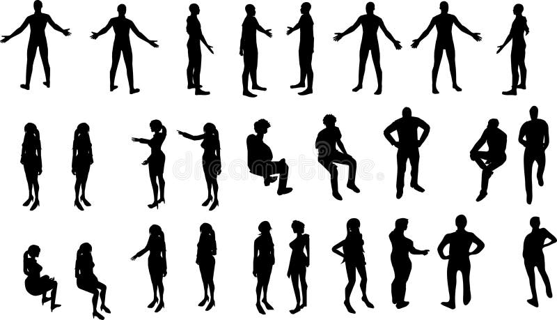 Shadow People in Various Gestures,vector Silhouettes of Men and a Women ...