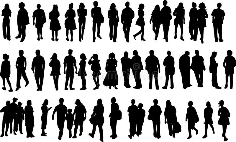 Shadow People in Various Gestures,vector Silhouettes of Men and a Women ...