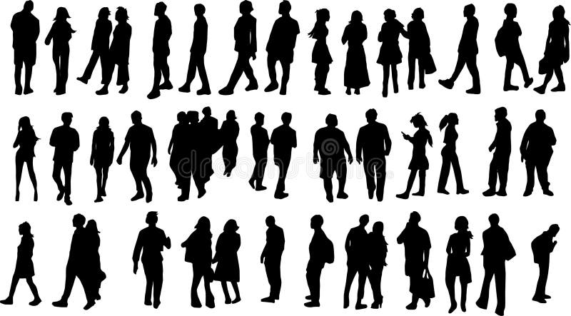 Shadow People in Various Gestures,vector Silhouettes of Men and a Women ...