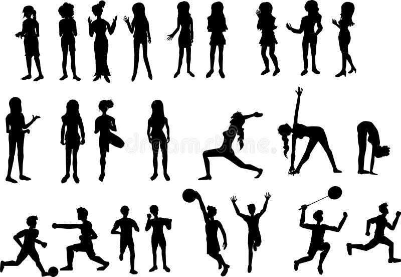 Shadow People in Various Gestures,vector Silhouettes of Men and a Women ...