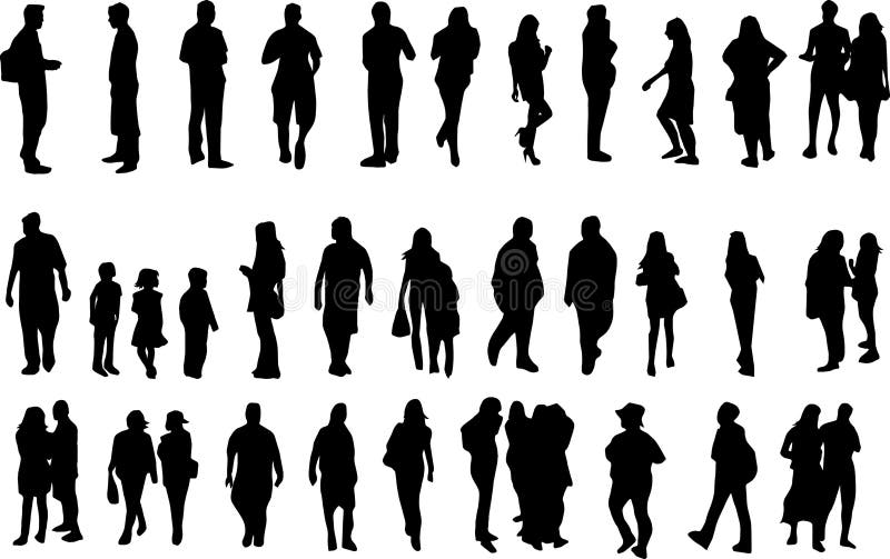 Shadow People in Various Gestures,vector Silhouettes of Men and a Women ...