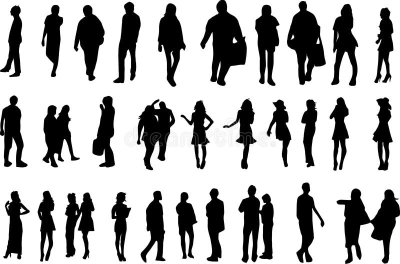 Shadow People in Various Gestures,vector Silhouettes of Men and a Women ...