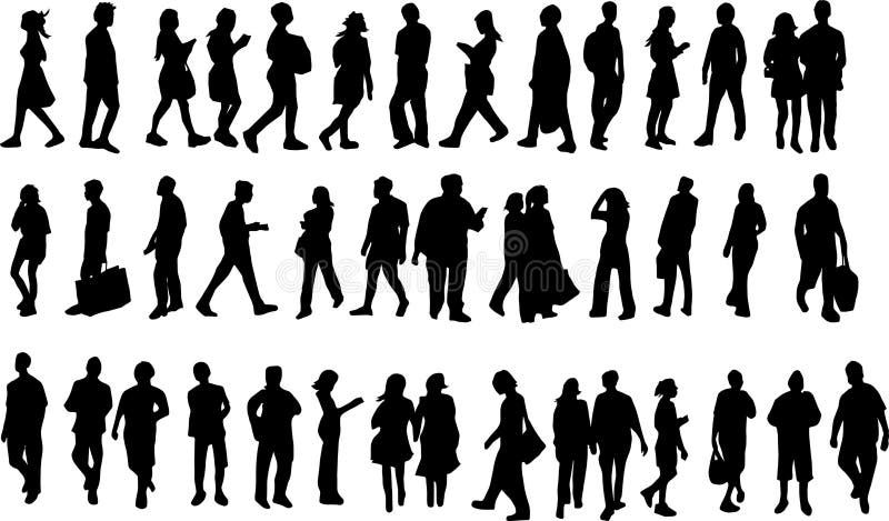 Shadow People in Various Gestures,vector Silhouettes of Men and a Women ...