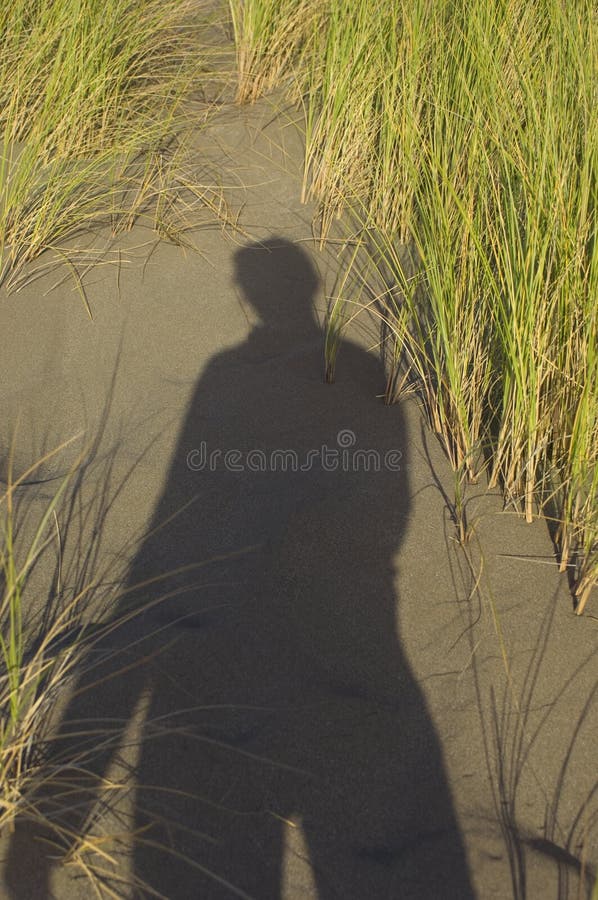 A Human Shadow on Beach Sand. Stock Photo - Image of environment ...
