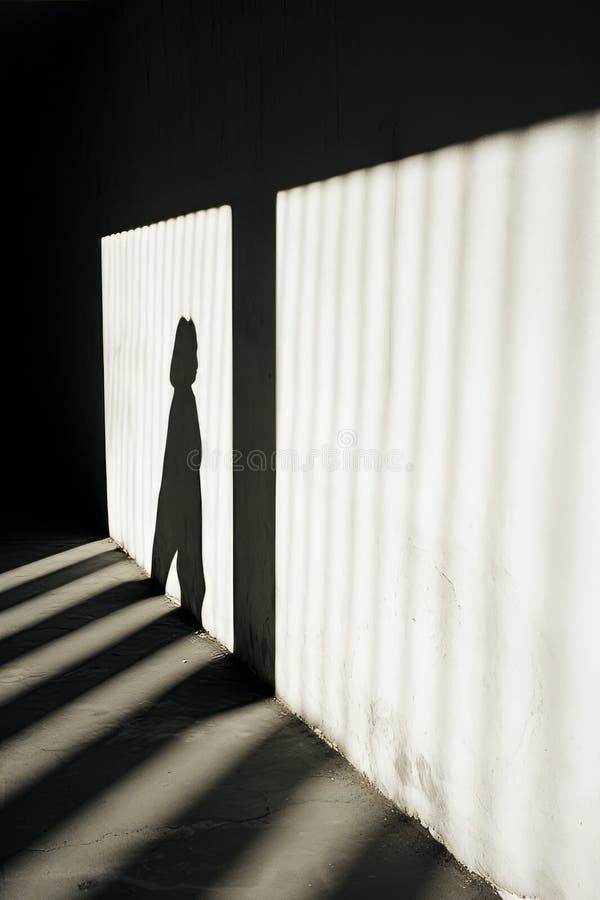 Shadow of Person Standing in Front of Wall. Generative AI Stock Image ...