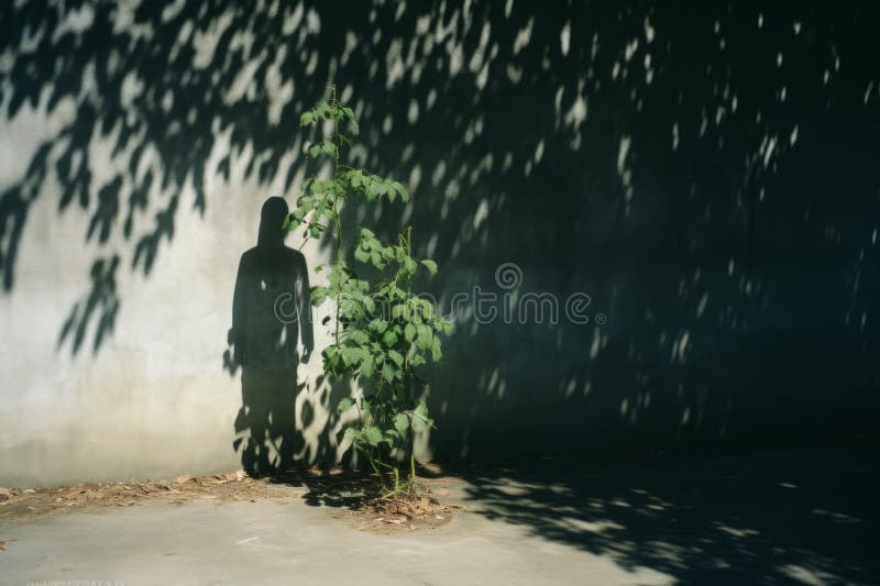 A Shadow of a Person Standing Next To a Tree Stock Illustration ...