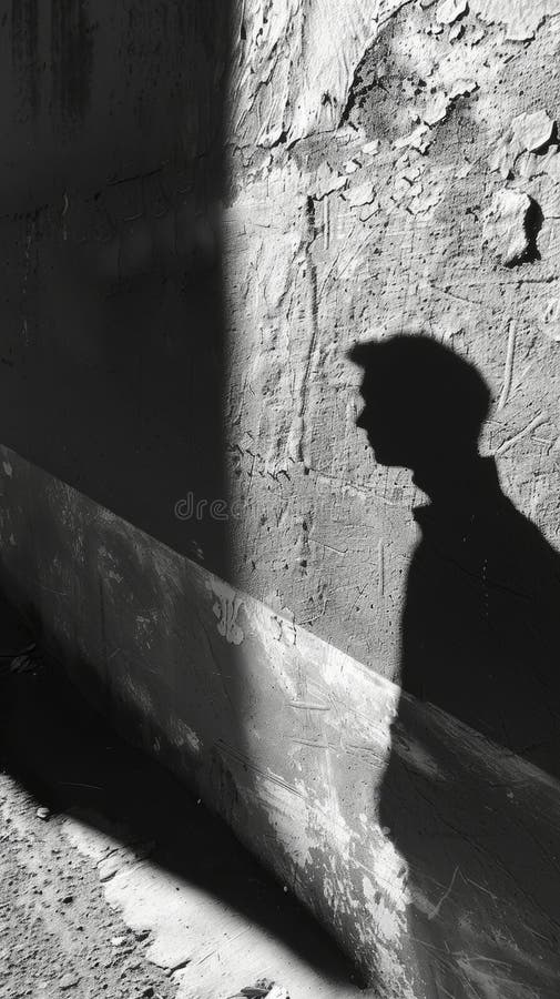 Shadow of a Person on a Textured Wall Stock Image - Image of conceptual ...