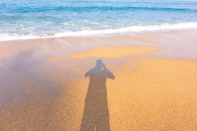 Shadow of a Photographer on Beach and Sea Stock Image - Image of relax ...