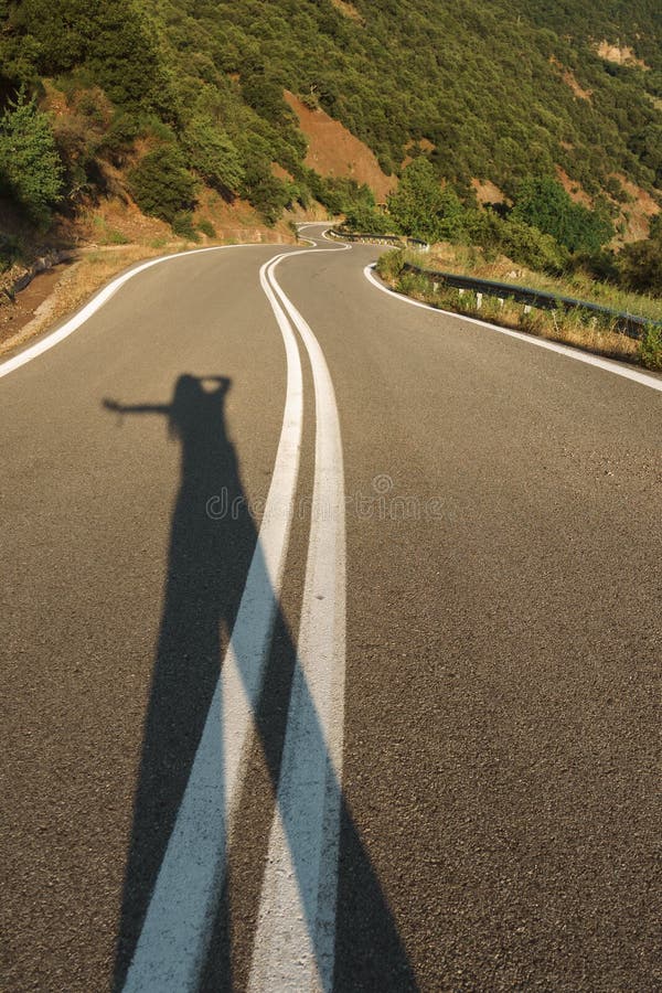 Shadow of Photographer on Road. Stock Image - Image of vacation, road ...
