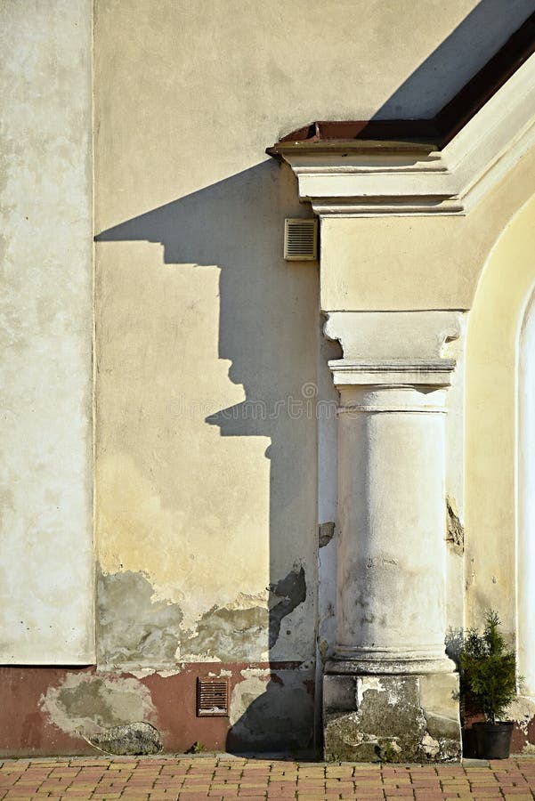 Shadow from a Pillar with a Lantern is on the Paving Stone Stock Photo ...