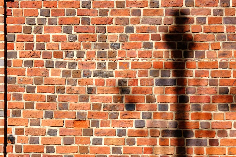 Shadow of Pillow on a Red Bricks Old Vintage Wall. Abstract ...