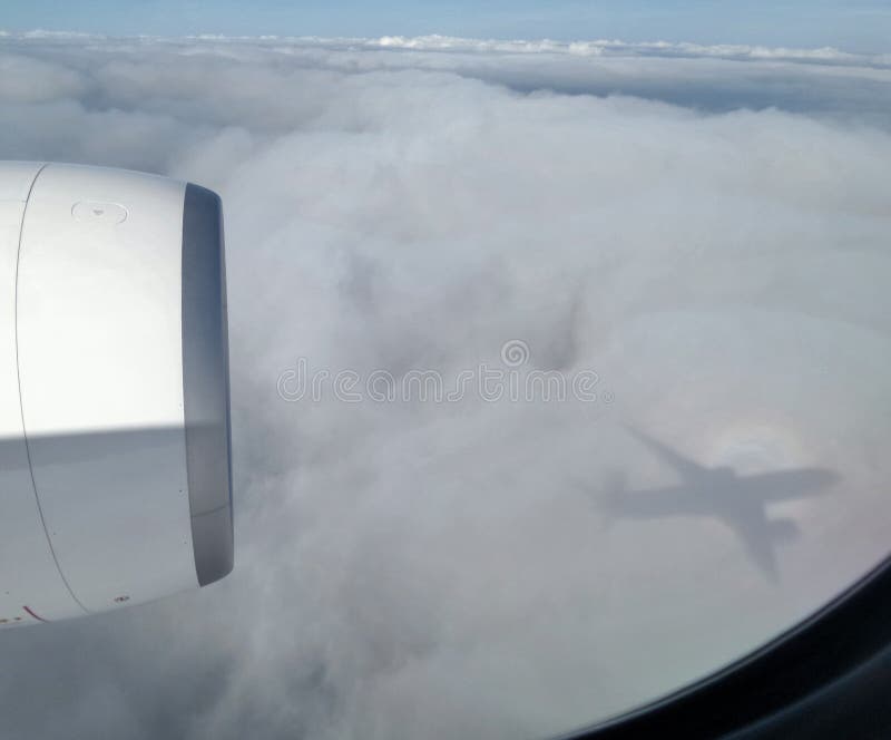Shadow of Plane in White Cloud Over Bright Sky Stock Image - Image of ...