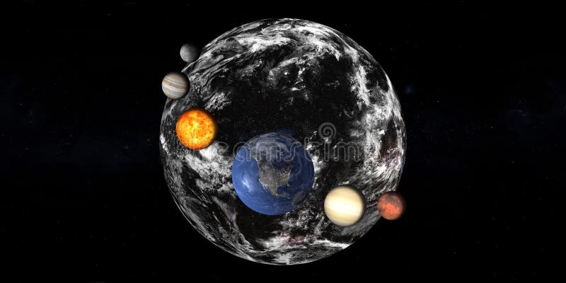 Shadow of Planet Earth with Solar System Planets Stock Illustration ...