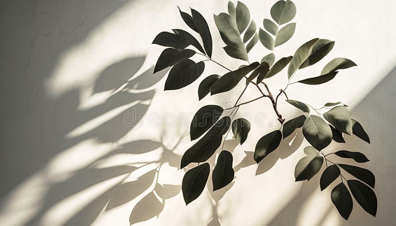The Shadow of a Plant on the Wall is Cast on the Wall Stock ...