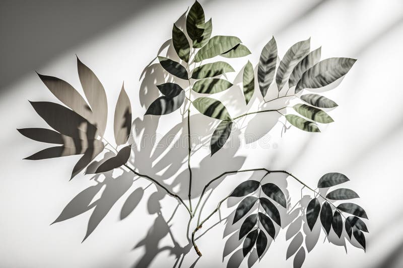 A Shadow of a Plant on a Wall with Leaves on it Stock Illustration ...