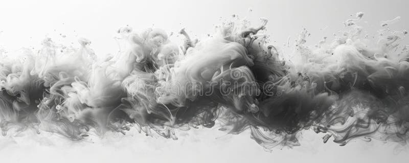 Shadow Play: Graphic Black Smoke Elements on Pure White Background ...