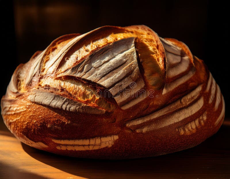 Shadow Play on a Textured Loaf of Bread Showcasing the Beautiful ...