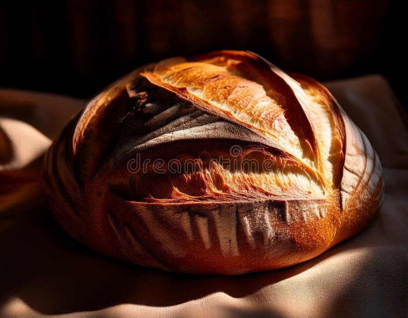 Shadow Play on a Textured Loaf of Bread Showcasing the Beautiful ...