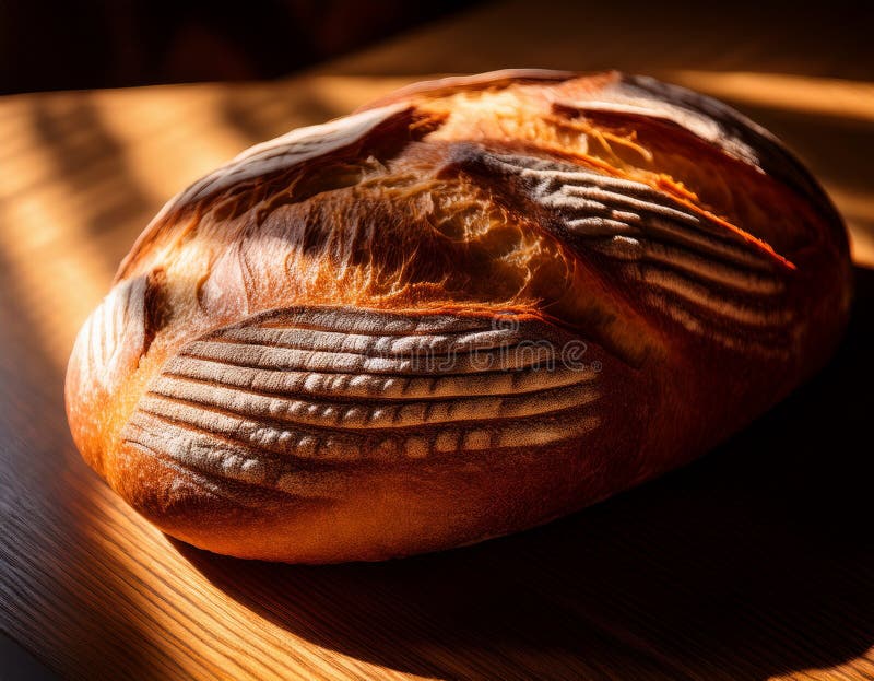 Shadow Play on a Textured Loaf of Bread Showcasing the Beautiful ...