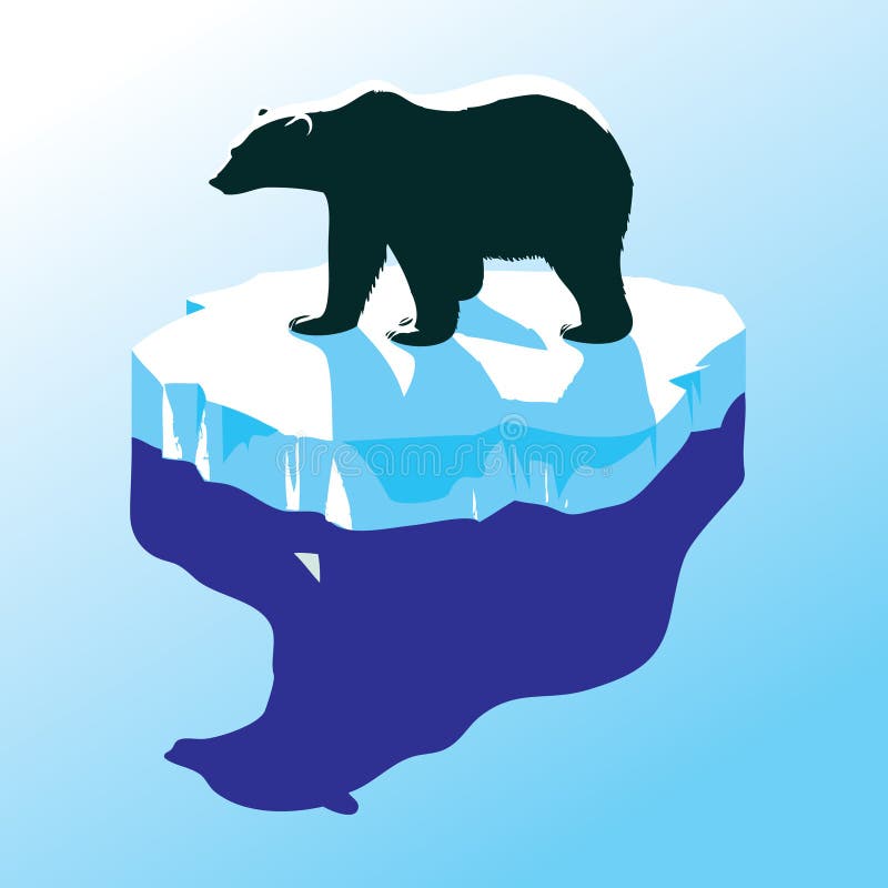 Shadow of a Polar Bear on an Iceberg. Stock Illustration - Illustration ...