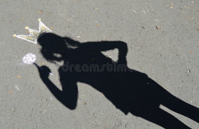 Shadow Princess on Asphalt. Stock Photo - Image of crown, lovely: 36571222
