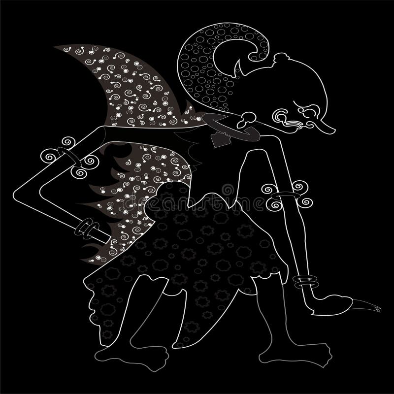 Black and White Arjuna Shadow Puppet Java Stock Illustration - Illustration of elegant, people ...