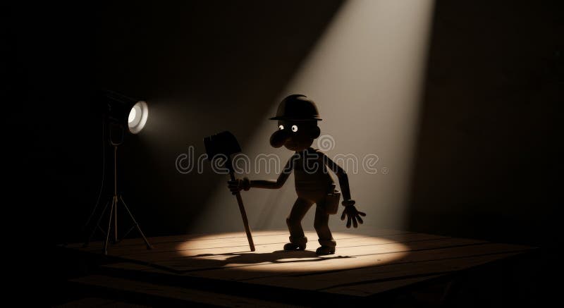 Shadow Puppet Worker with Dramatic Lighting a Shadow Puppet Character ...